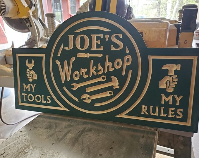 Personalized V-carved Wood Workshop Sign: Garage, Shop Decor - Etsy