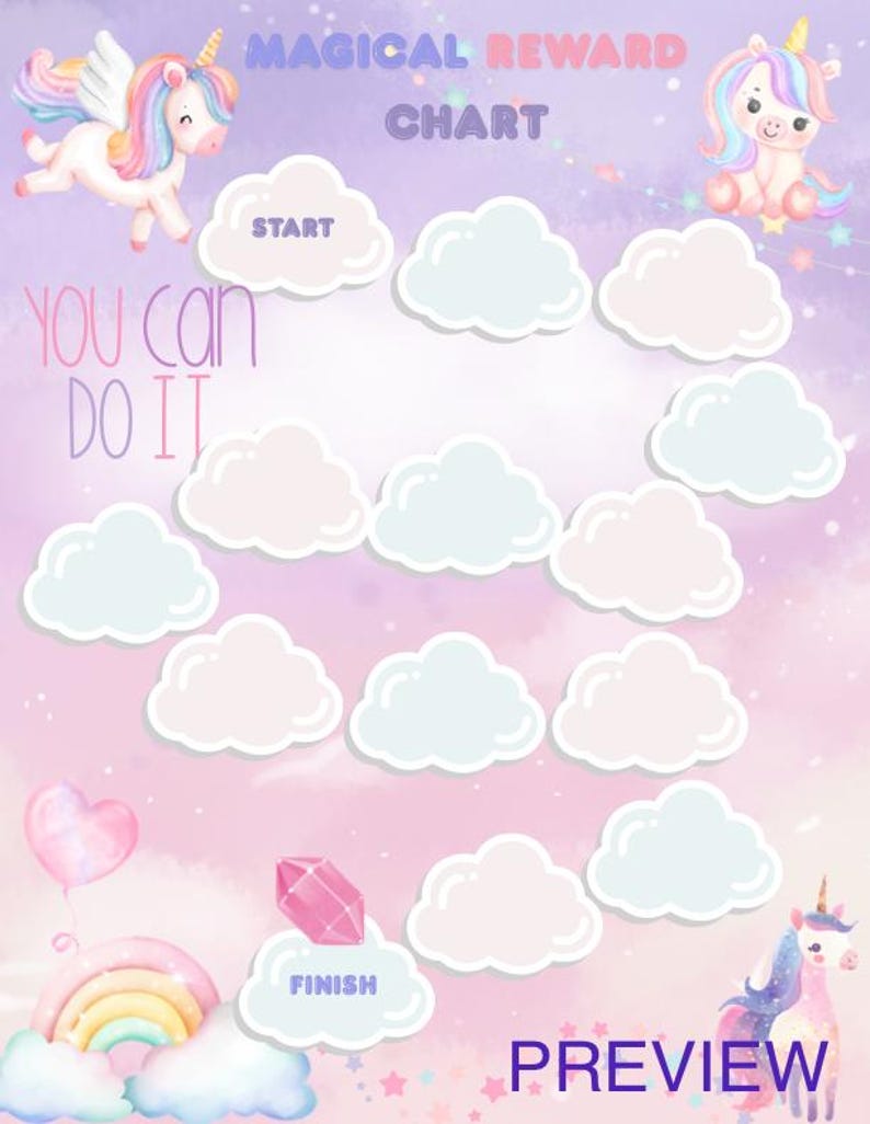 Unicorn Reward Chart Path Printable | Kids Behavior Chart PDF ...
