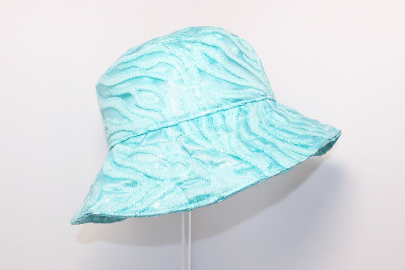 Turquoise Sequin Print Bucket Hat - Etsy