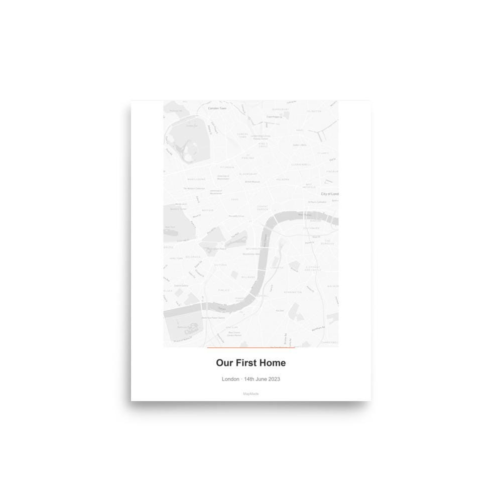 Personalized Street Map Print | Custom Map Poster UK | Any Postcode ...