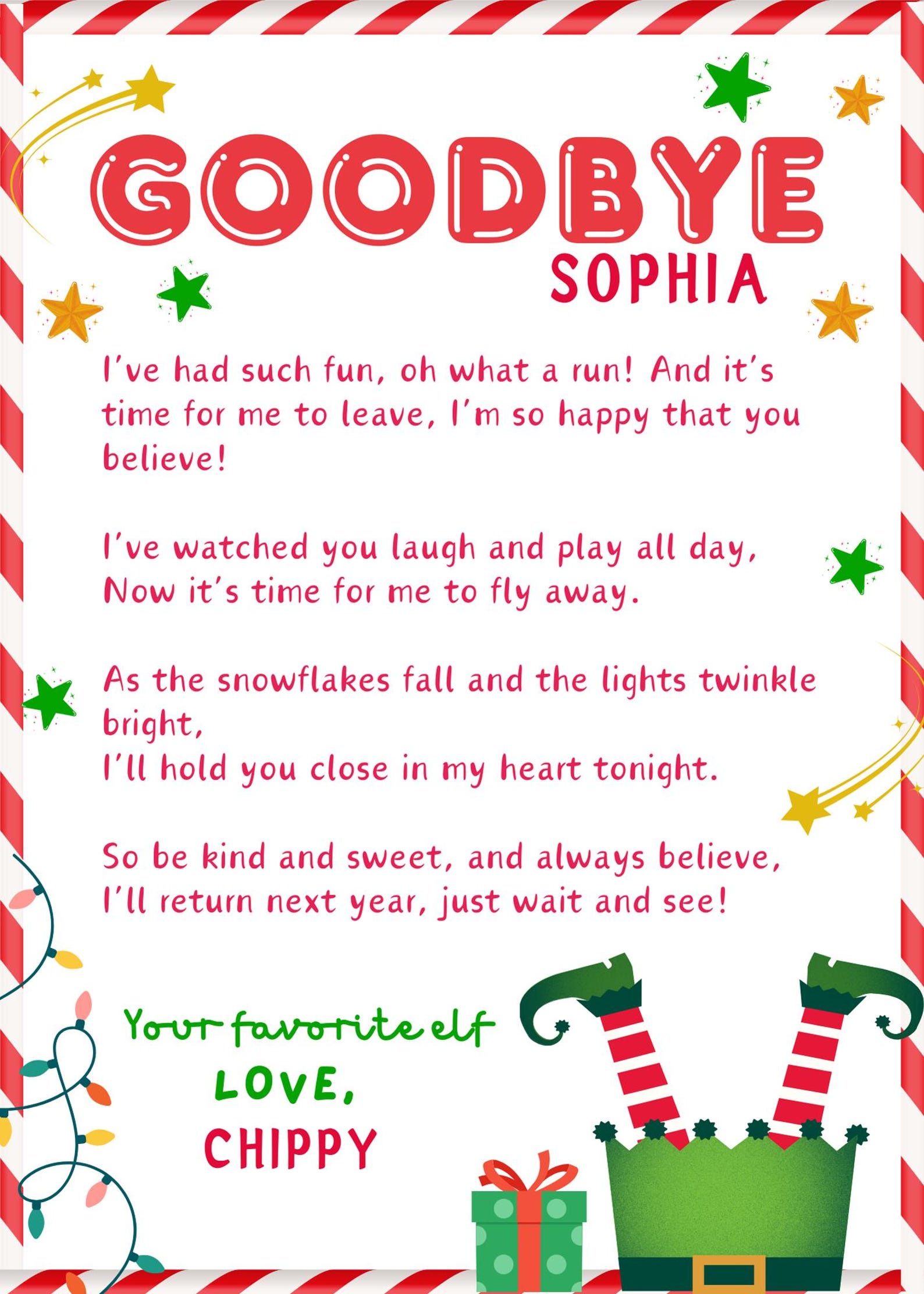 I'm Back! Elf Arrival Letter, Return Letter, Elf is Back, Goodbye Elf ...