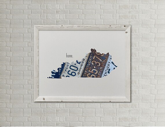 Kentucky Home Print State Outline Art Vintage License | Etsy