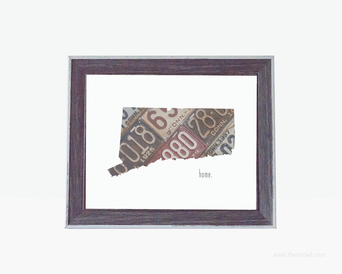 Connecticut Home Print Connecticut State Outline Vintage - Etsy