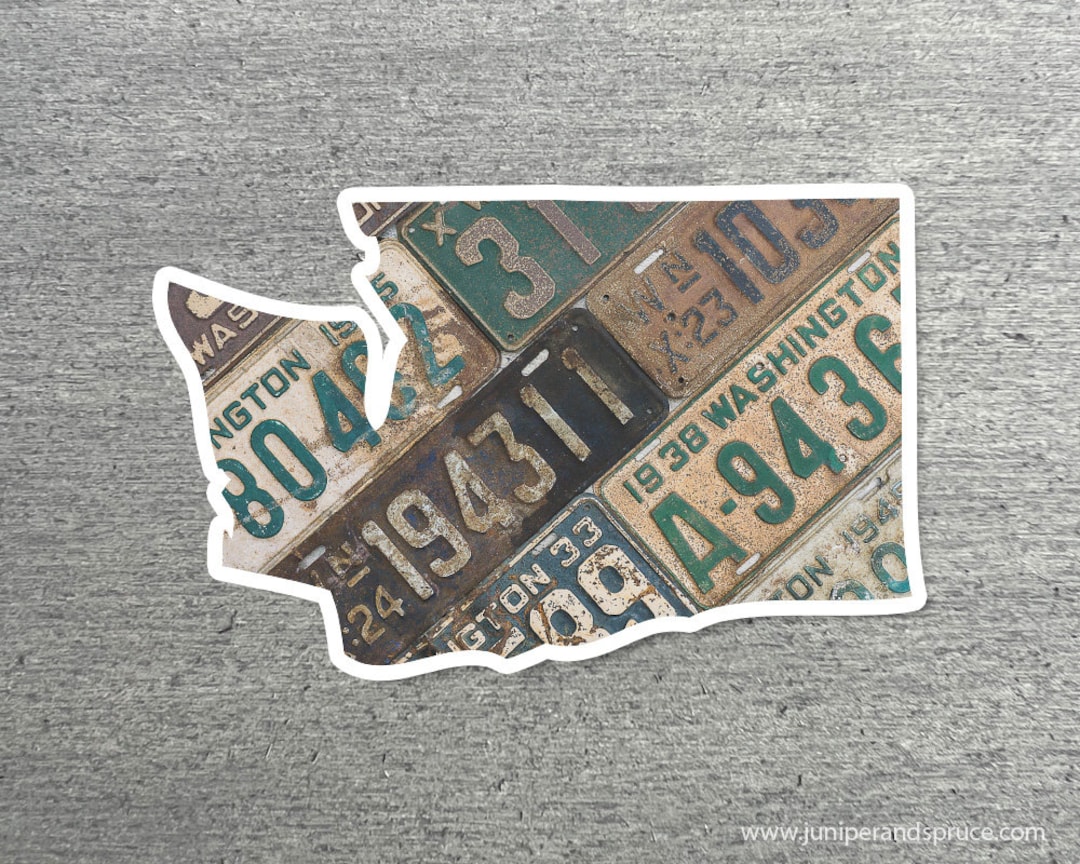 Washington Vintage License Plate Sticker Waterproof Washington Road ...