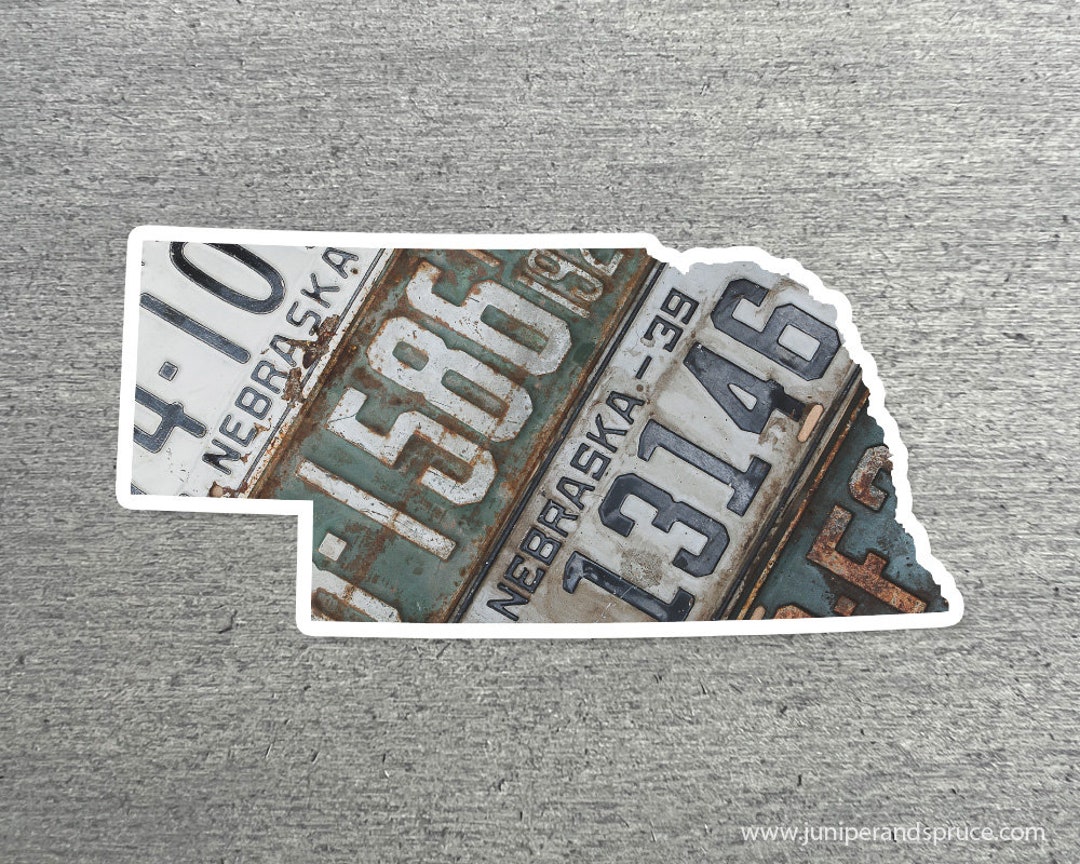 Nebraska Vintage License Plate Sticker Waterproof Nebraska Road Trip ...