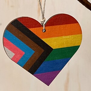 Inclusive Pride Heart Ornament LGBTQ Rustic Wood Love Engraved Laser ...