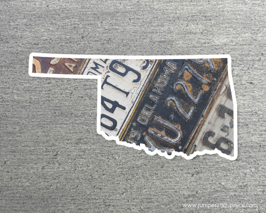 Oklahoma Vintage License Plate Sticker Waterproof Oklahoma Road Trip ...