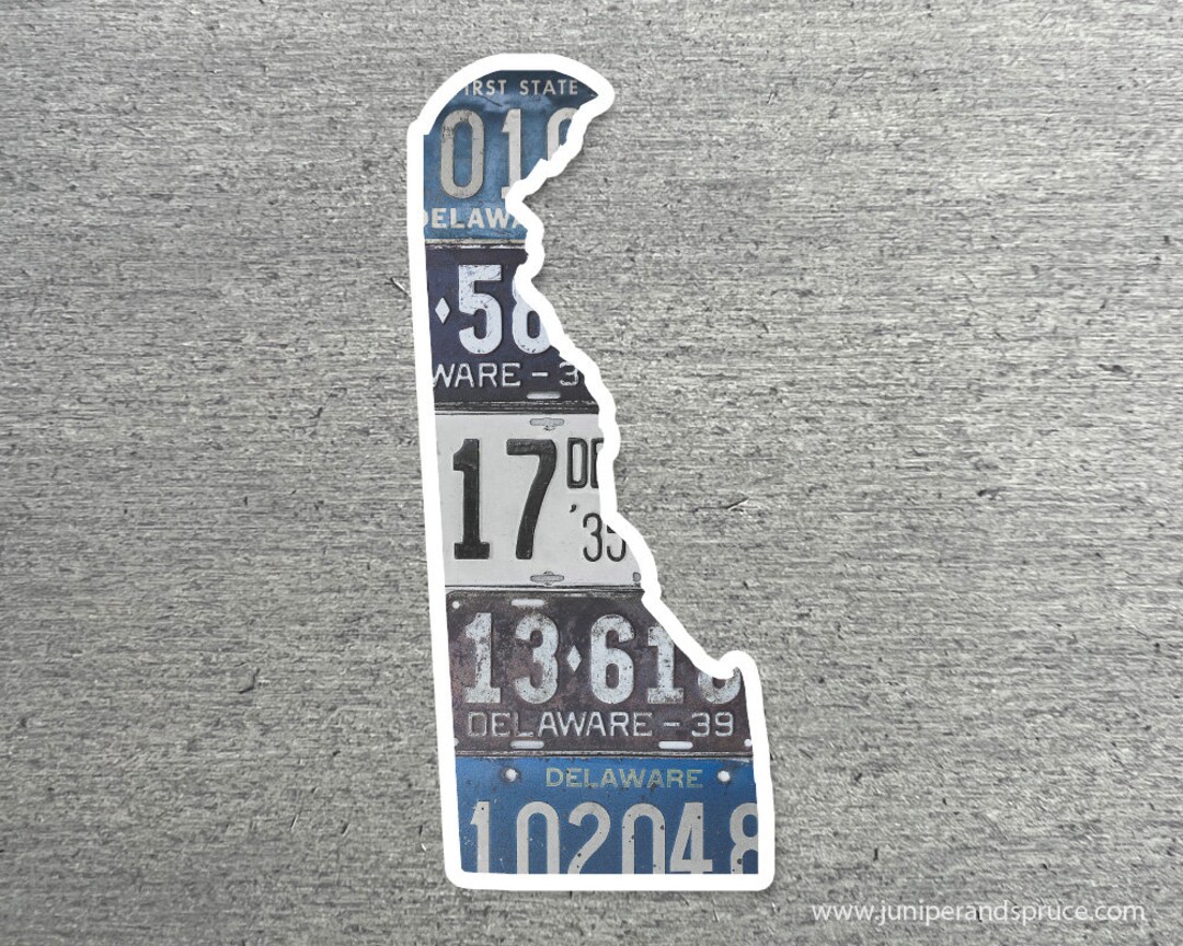 Delaware Vintage License Plate Sticker Waterproof Delaware Road Trip ...