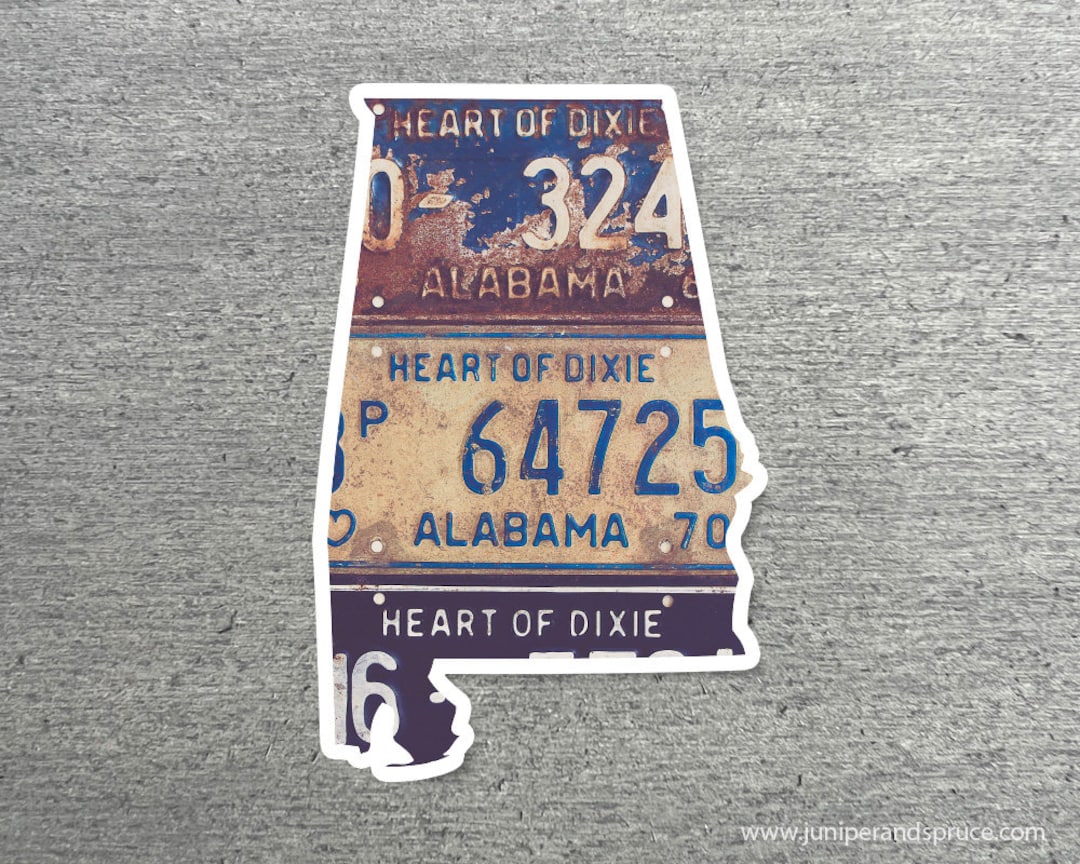 Alabama Vintage License Plate Sticker Waterproof Alabama Road Trip ...