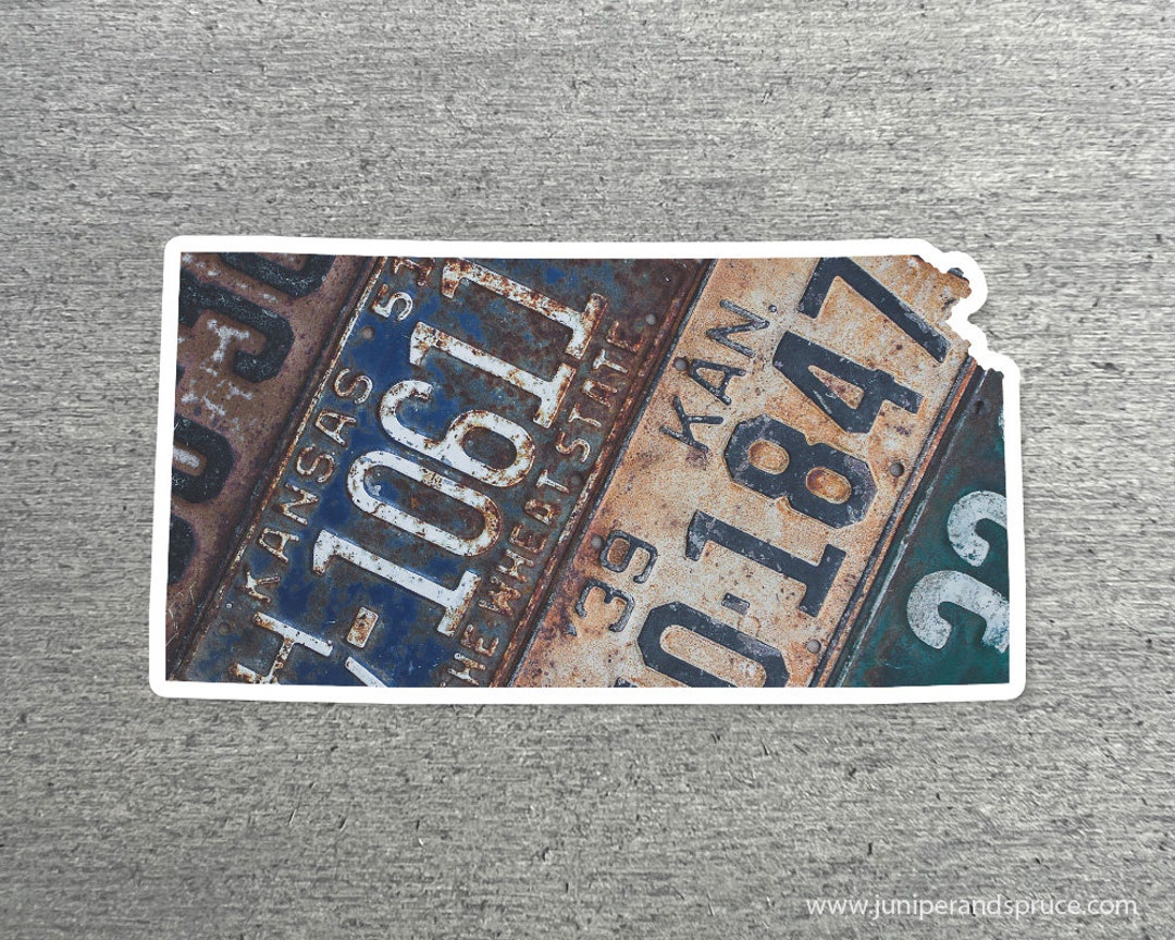 Kansas Vintage License Plate Sticker Waterproof Kansas Road Trip Vinyl Sticker - Etsy