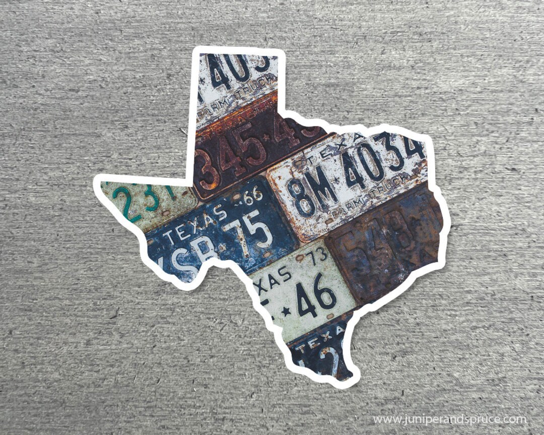 Texas Vintage License Plate Sticker Waterproof Texas Road Trip Vinyl ...