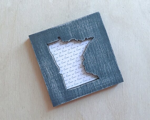 Minnesota Love Is Love Art Magnet Wooden Handmade Laser | Etsy