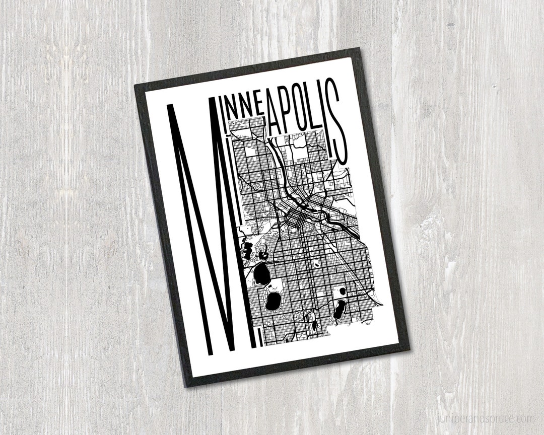 Map of Minneapolis Magnet Handmade Neodymium Kitchen Fridge Magnet ...