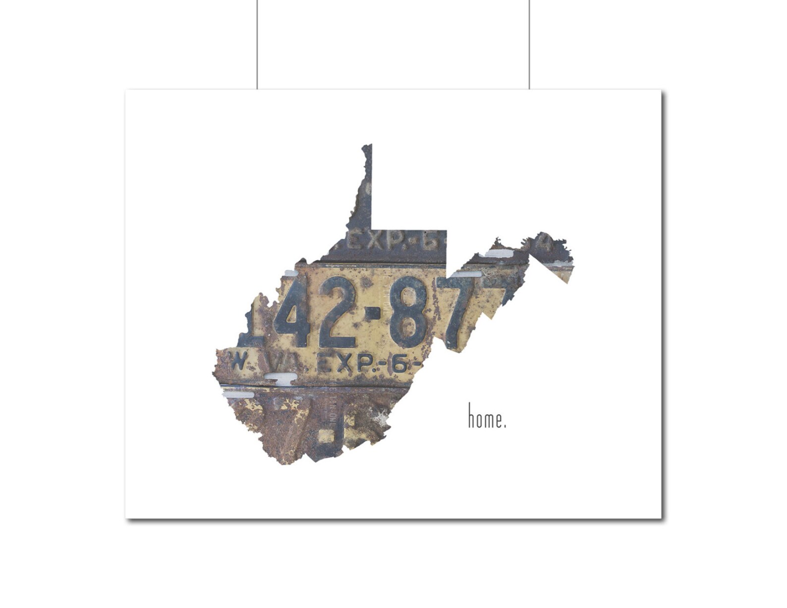 West Virginia Home Print License Plate Art West Virginia | Etsy