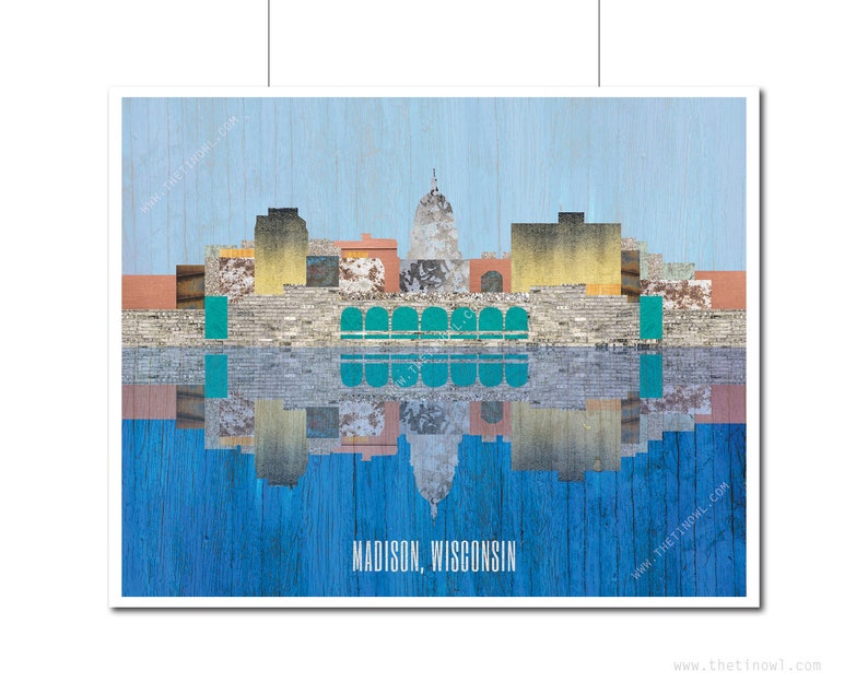 Madison Wisconsin Skyline Photograph Collage Home Decor - Etsy