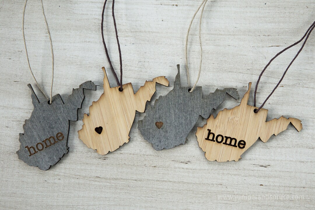 West Virginia Outline Ornament | Rustic Wood | Heart Home | West ...