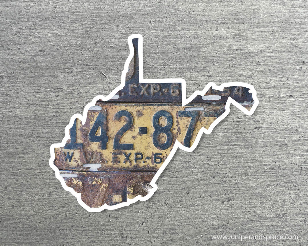 West Virginia Vintage License Plate Sticker Waterproof West Virginia ...