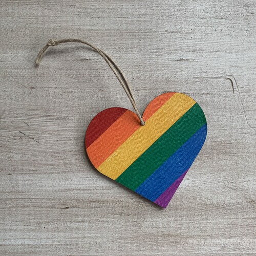 Inclusive Pride Heart Ornament LGBTQ Rustic Wood Love - Etsy
