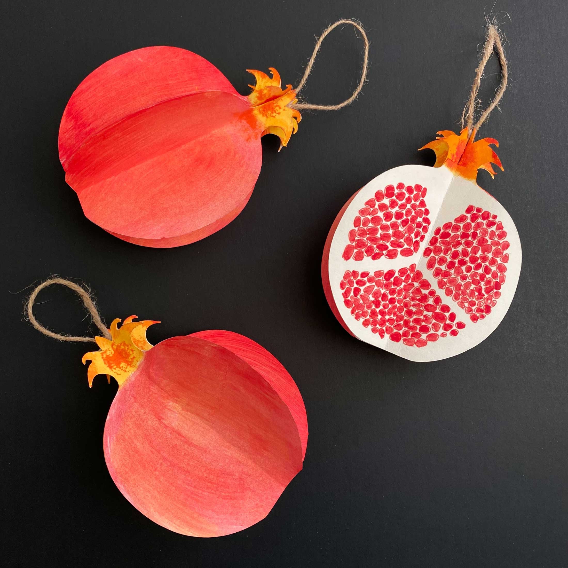Pomegranate Paper Ornaments Template Paper Ornaments Holiday Ornaments Paper Craft Template ...