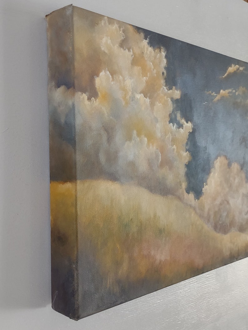 Landscape Painting, Stormy Sky Painting, Original Oil Painting, Cloud ...