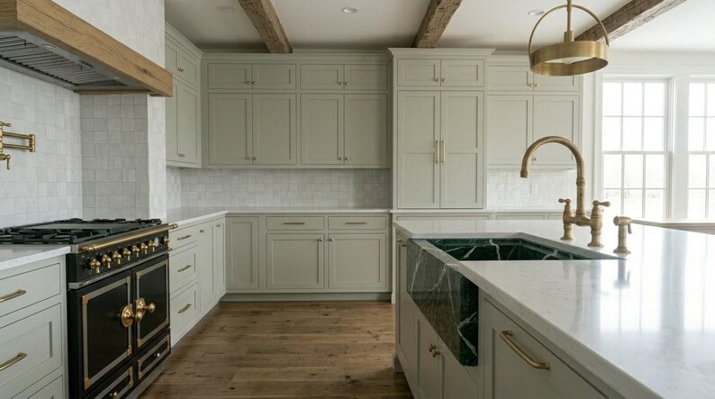 Verde Levanto Marble Farmhouse Sink, Hand-carved Emerald Stone Apron ...
