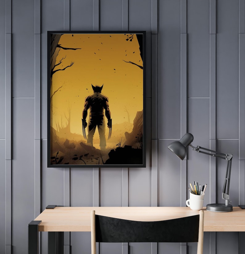 Pôster do Wolverine, Arte de Parede da Marvel, Impressão da Silhueta de ...
