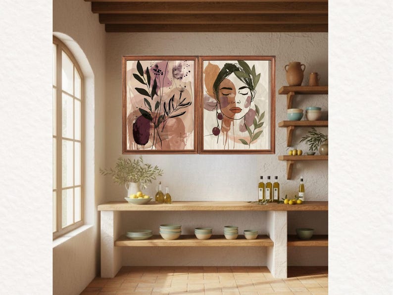 Tuscan Olive & Fig Muse Set, Mediterranean Printable Wall Art Set of 2 ...