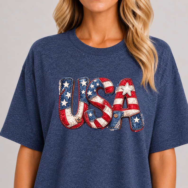 USA Flag Bubble Letters T-shirt | Patriotic Fourth of July Tee - Etsy