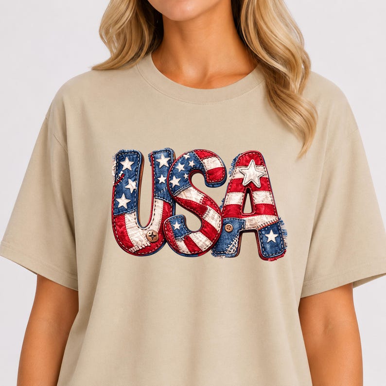 USA Flag Bubble Letters T-shirt | Patriotic Fourth of July Tee - Etsy
