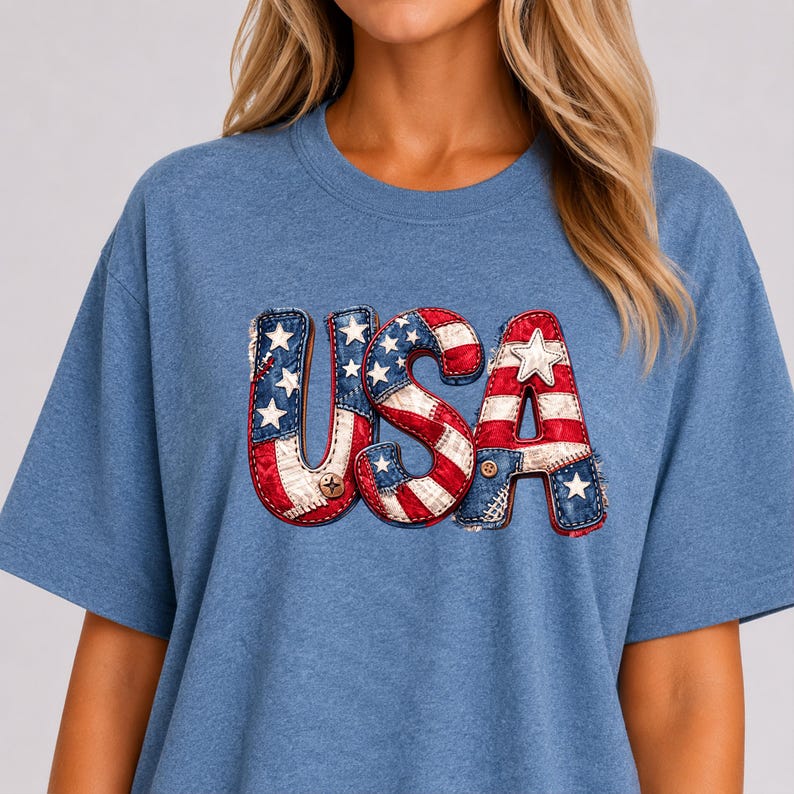 USA Flag Bubble Letters T-shirt | Patriotic Fourth of July Tee - Etsy