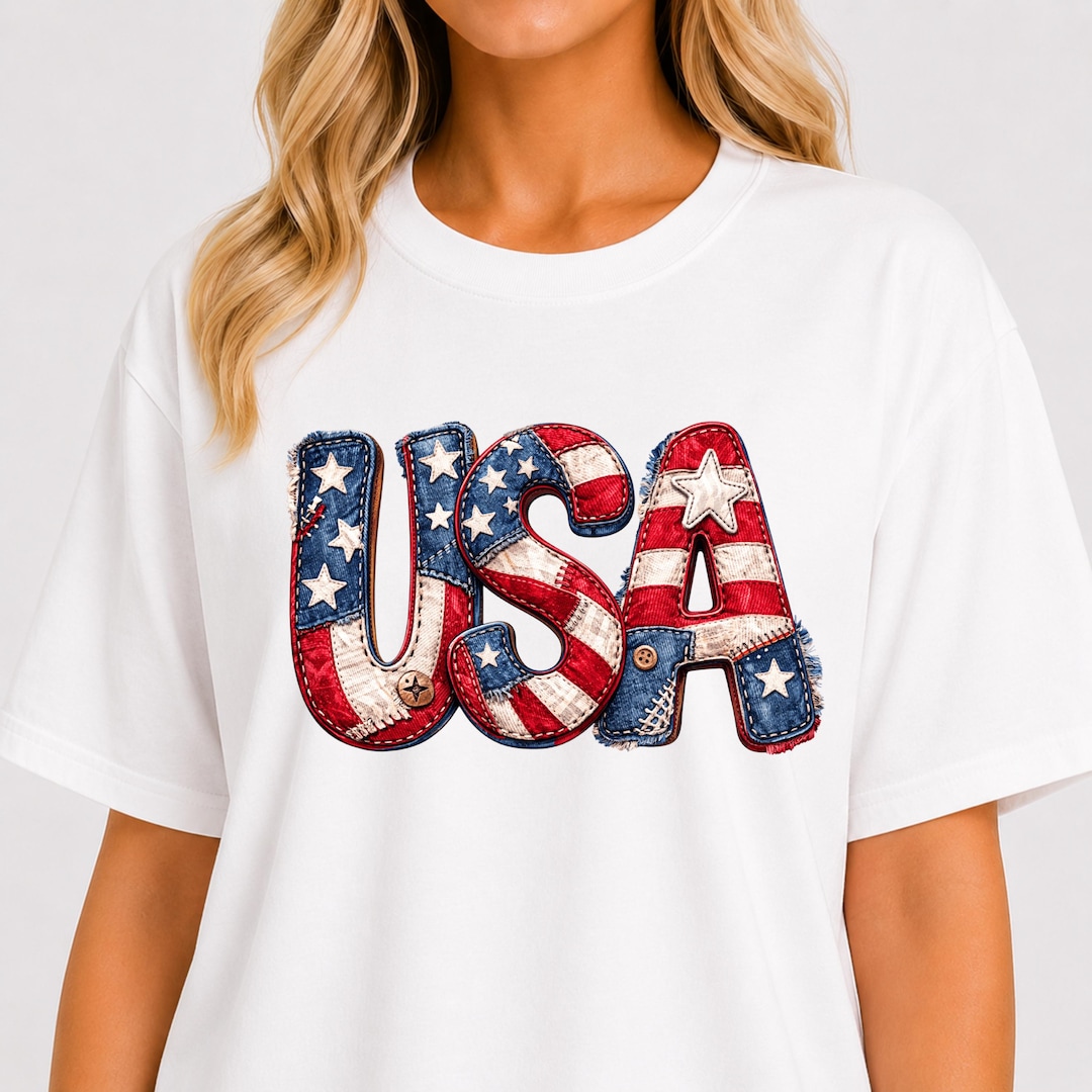 USA Flag Bubble Letters T-shirt | Patriotic Fourth of July Tee - Etsy