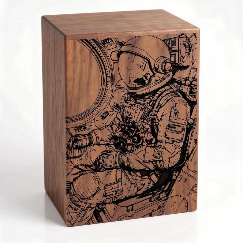 Astronaut Memorial Urn | Handcrafted Rosewood Keepsake Box, Custom ...
