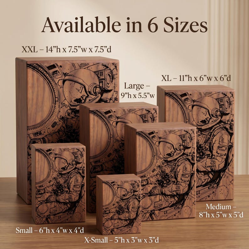 Astronaut Memorial Urn | Handcrafted Rosewood Keepsake Box, Custom ...