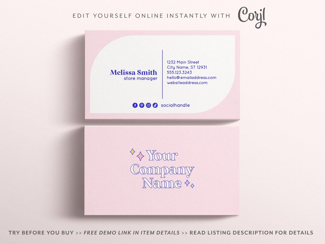 CORJL Editable Retro Style Business Card DIY Printable Card - Etsy
