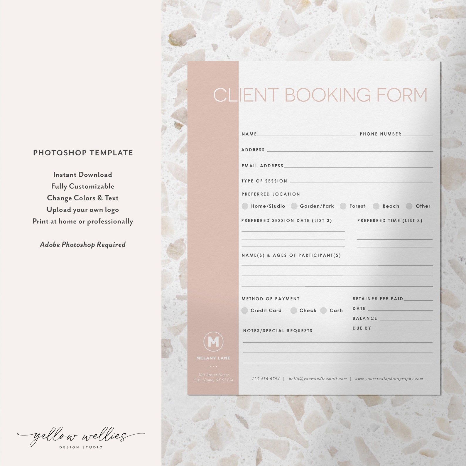 PHOTOSHOP Client Booking Form Client Info Form | Etsy