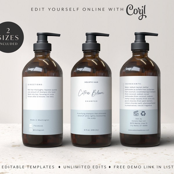 Shampoo Label Design - Etsy