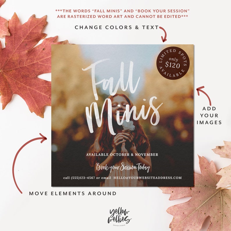 Fall Minis Script Photoshop Template for Photographers - Etsy