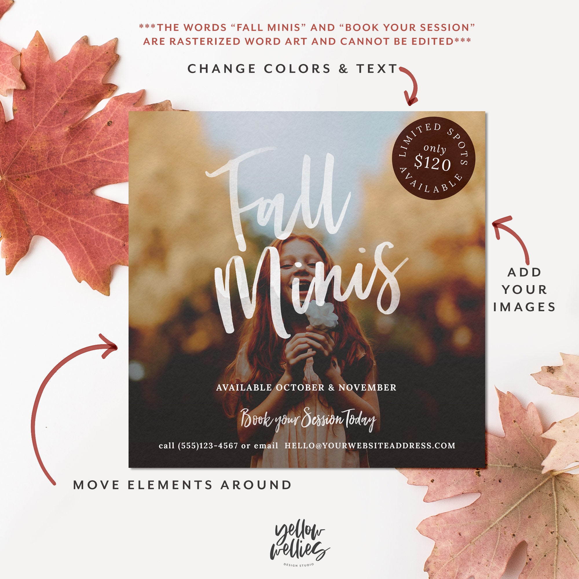 Fall Minis Script Photoshop Template for Photographers | Etsy
