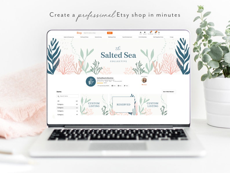 CORJL Editable Etsy Shop Graphic Kit Template Under the Sea | Etsy CORJL Editable Etsy Shop Graphic Kit Template Under the Sea | Etsy