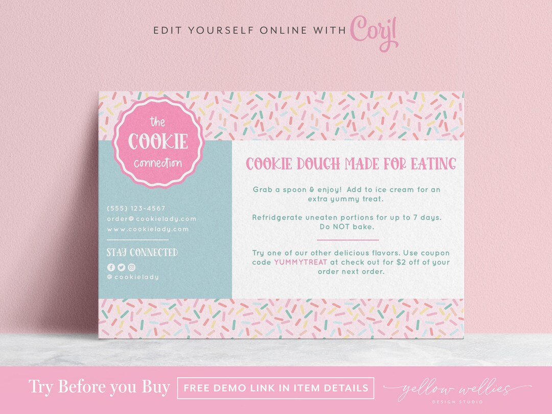 CORJL Editable Sprinkle Card Insert Order Insert Card - Etsy