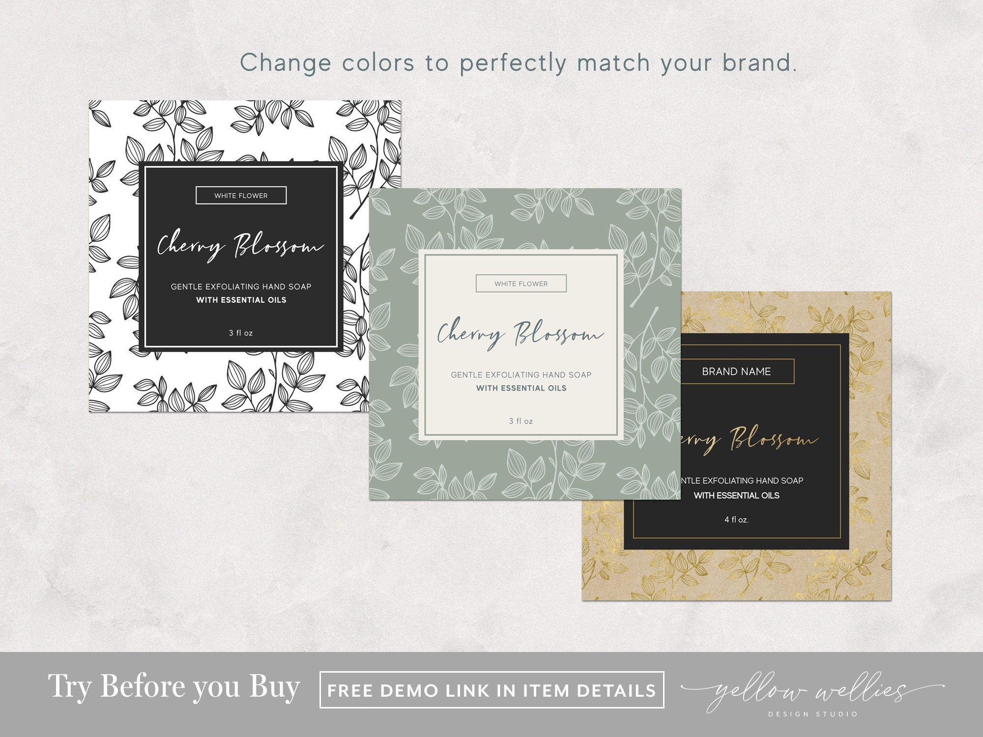 CORJL Editable Product Label Template Botnaical Gold Leaf | Etsy