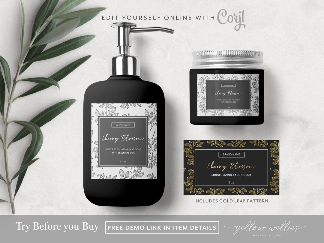 CORJL Editable Product Label Template Botnaical Gold Leaf - Etsy
