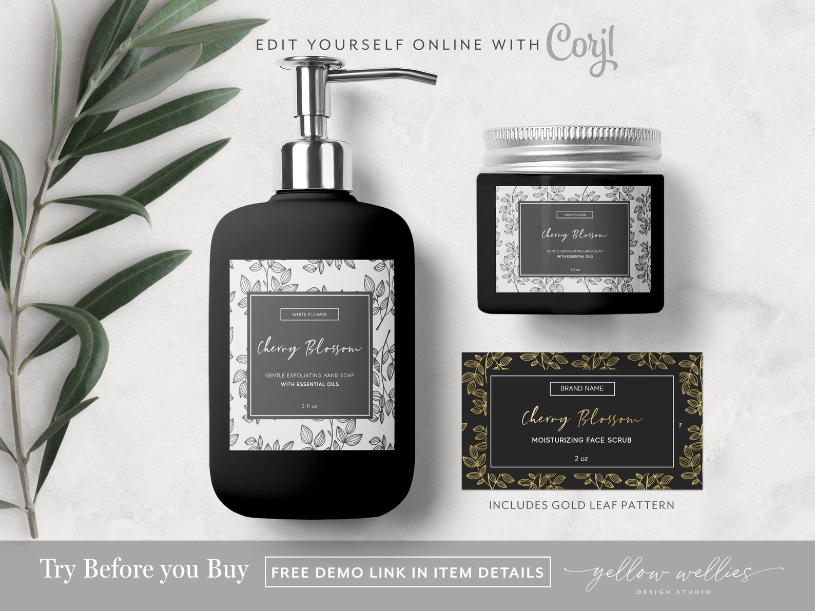 CORJL Editable Product Label Template Botnaical Gold Leaf - Etsy