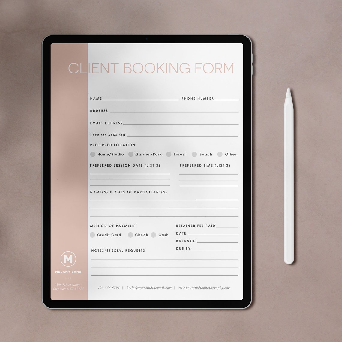 PHOTOSHOP Client Booking Form Client Info Form | Etsy