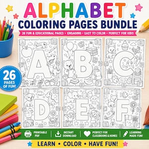 Elementary Classroom Coloring Activity Bundle, Placemats, Alphabet ...