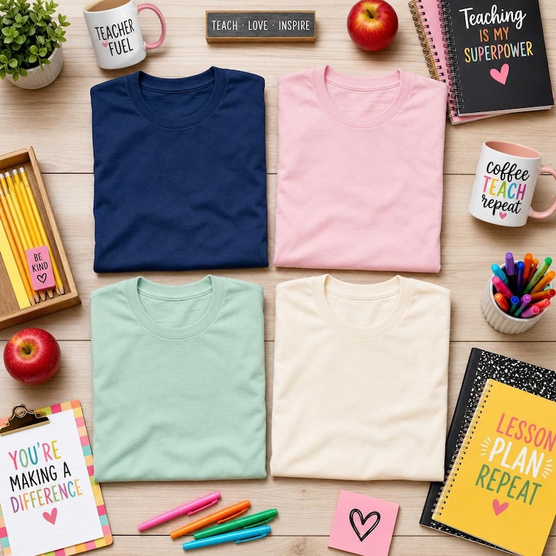 Editable Teacher Shirt Mockup Bundle, Classroom Scene (digital Download ...