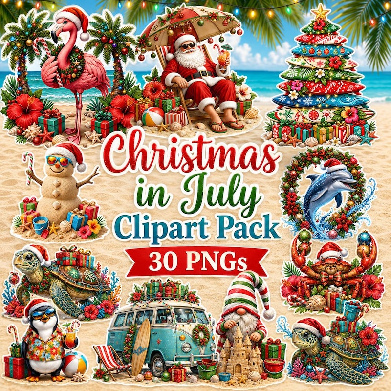 Christmas in July Clipart Bundle - Etsy