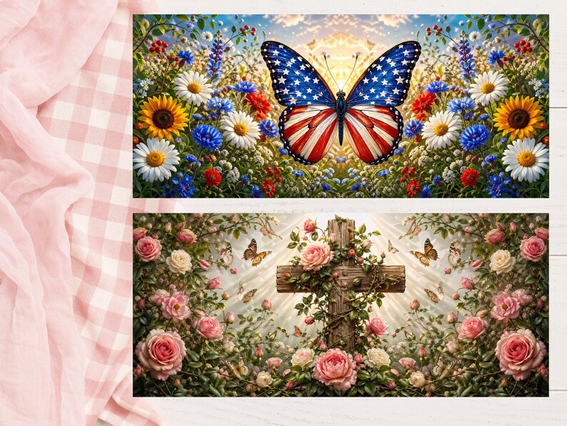Butterfly and Flower Mug Wrap Sublimation Design PNG, Vibrant Butterfly ...