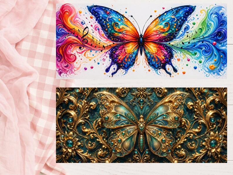 Butterfly and Flower Mug Wrap Sublimation Design PNG, Vibrant Butterfly ...