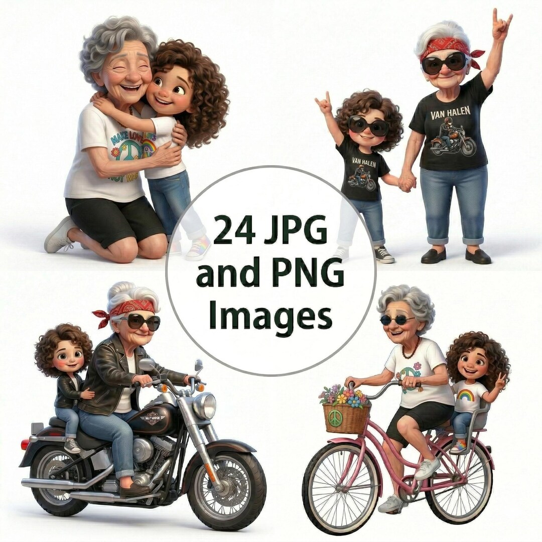 Funny Grandma Clipart Bundle, Quirky Family Clip Art Set, Funny Granny ...